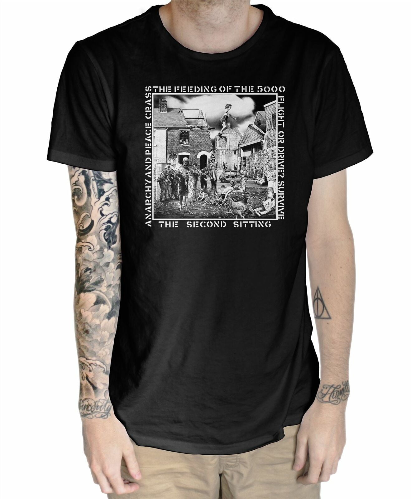 Feeding the 5000 Album Graphic Shirt Anarcho Punk Vibe Tee - Walmart.com