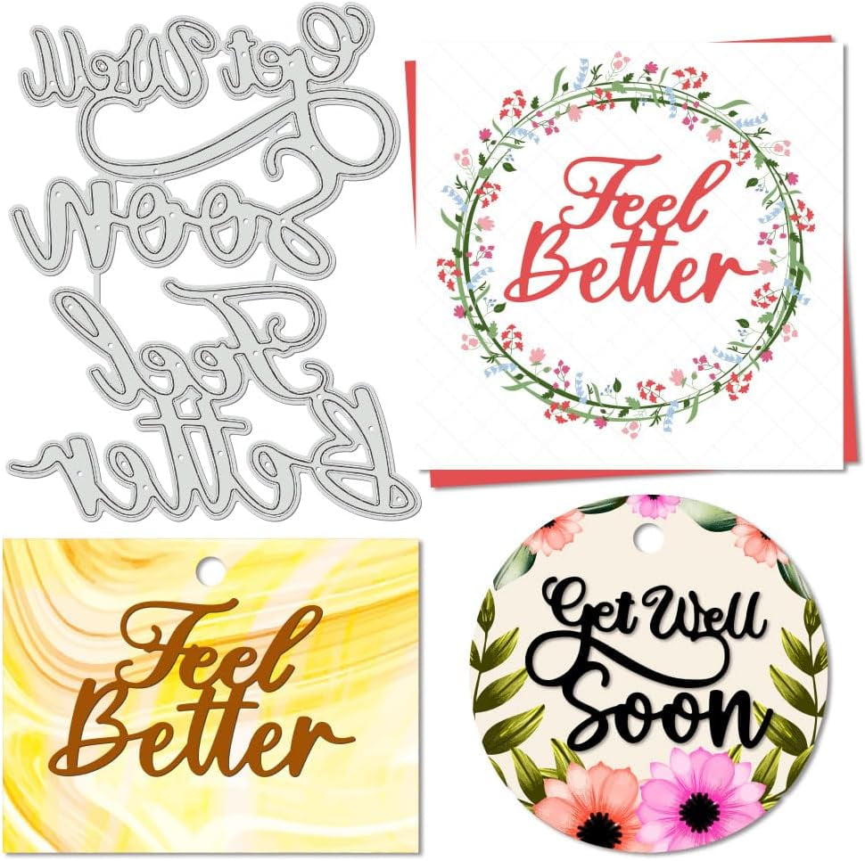 Feel Better Get Well Soon Carbon Steel Cutting Dies 4.0x3.2inch Text ...