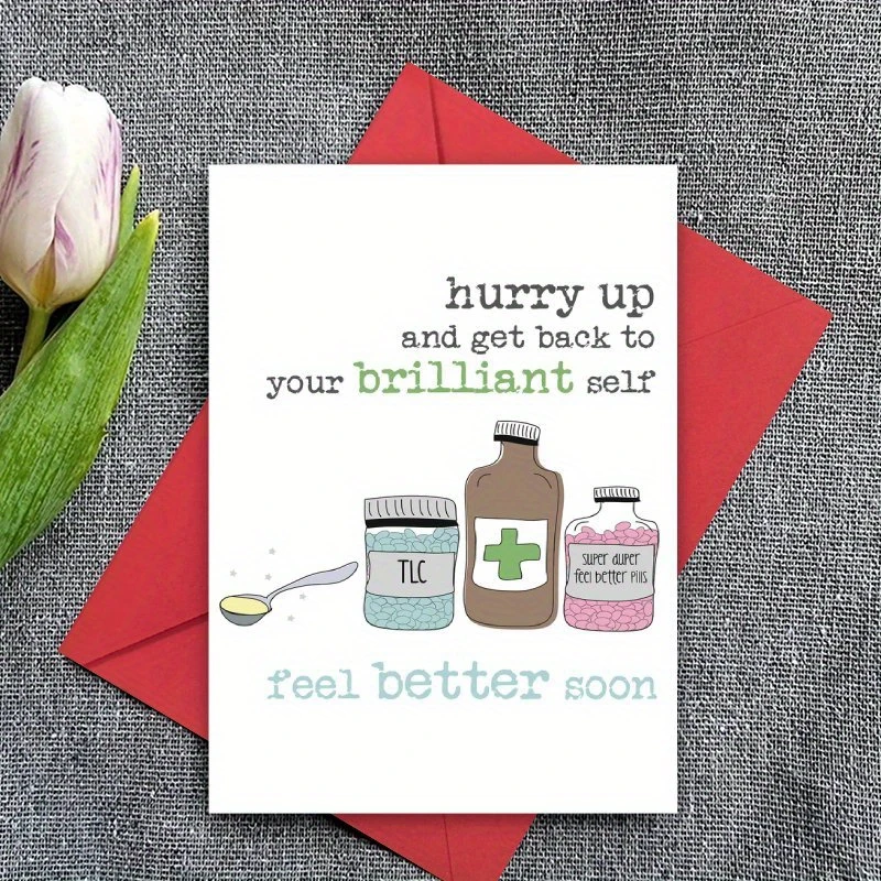Feel Better Soon Card – Humorous TLC Design for Quick Recovery – Blank ...