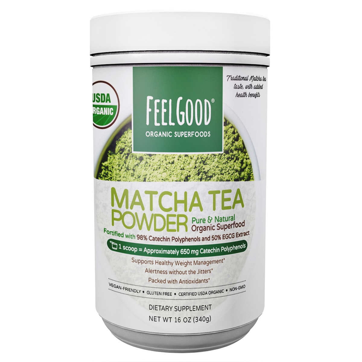 Feel Good USDA Organic Matcha Tea Powder, 16 Ounces - Walmart.com