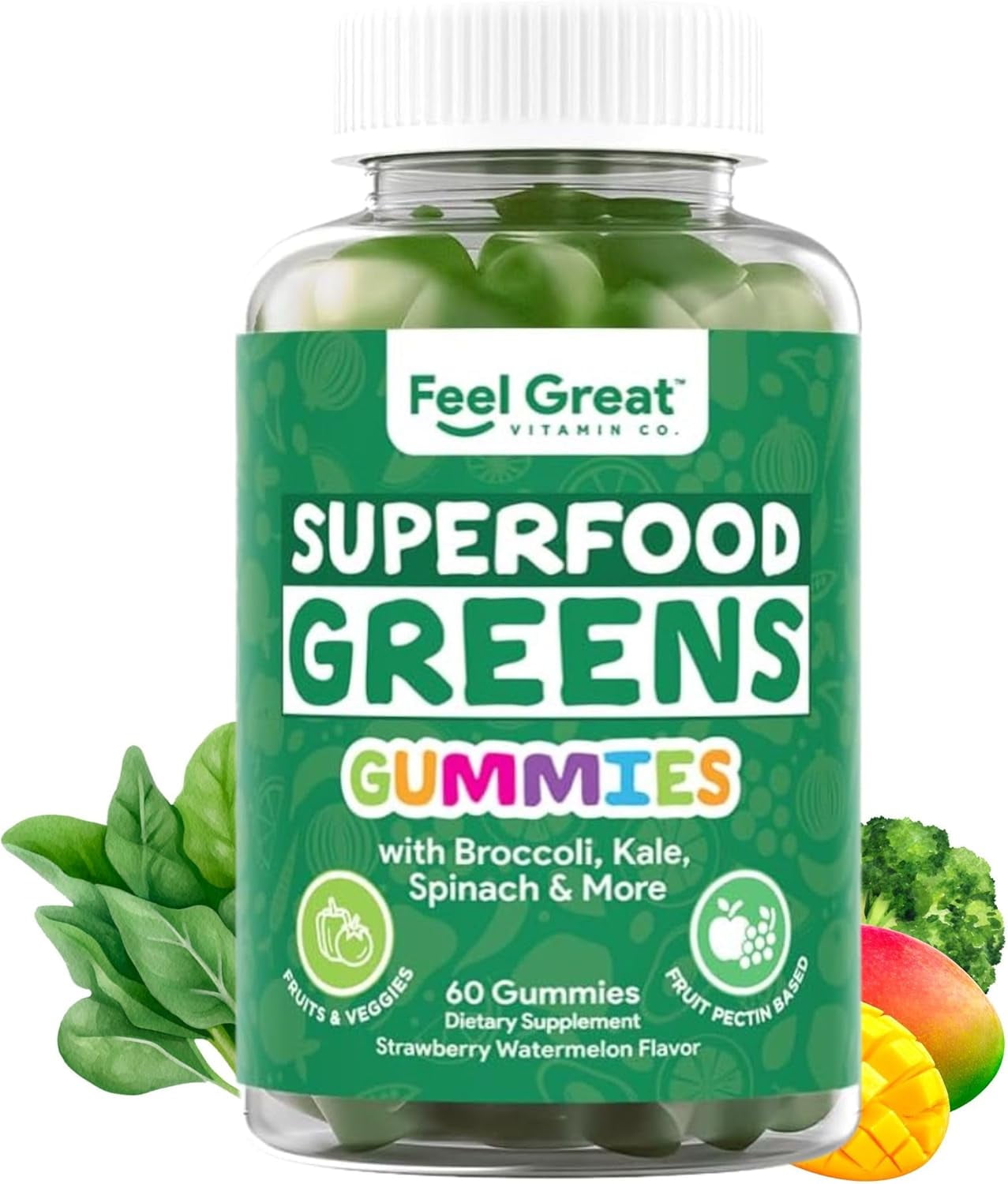 Feel Great Super Greens Gummies - Green Superfoods Supplement with ...