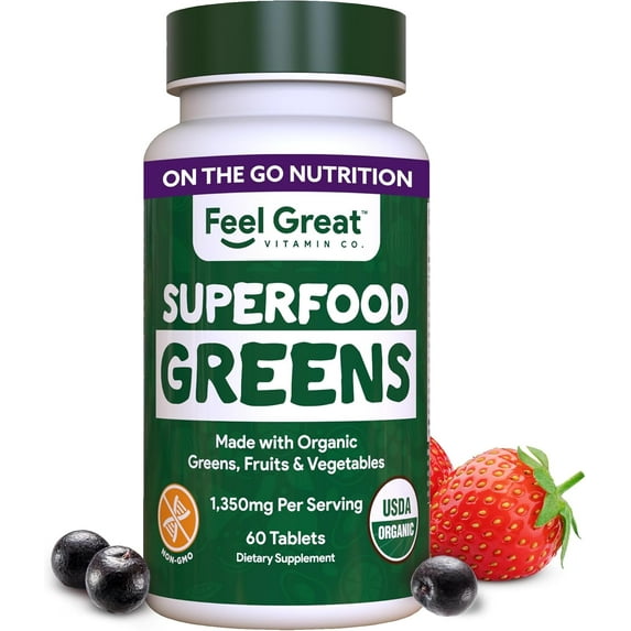 Feel Great Vitamins Super Greens Tablets | Organic Greens, Fruits and ...
