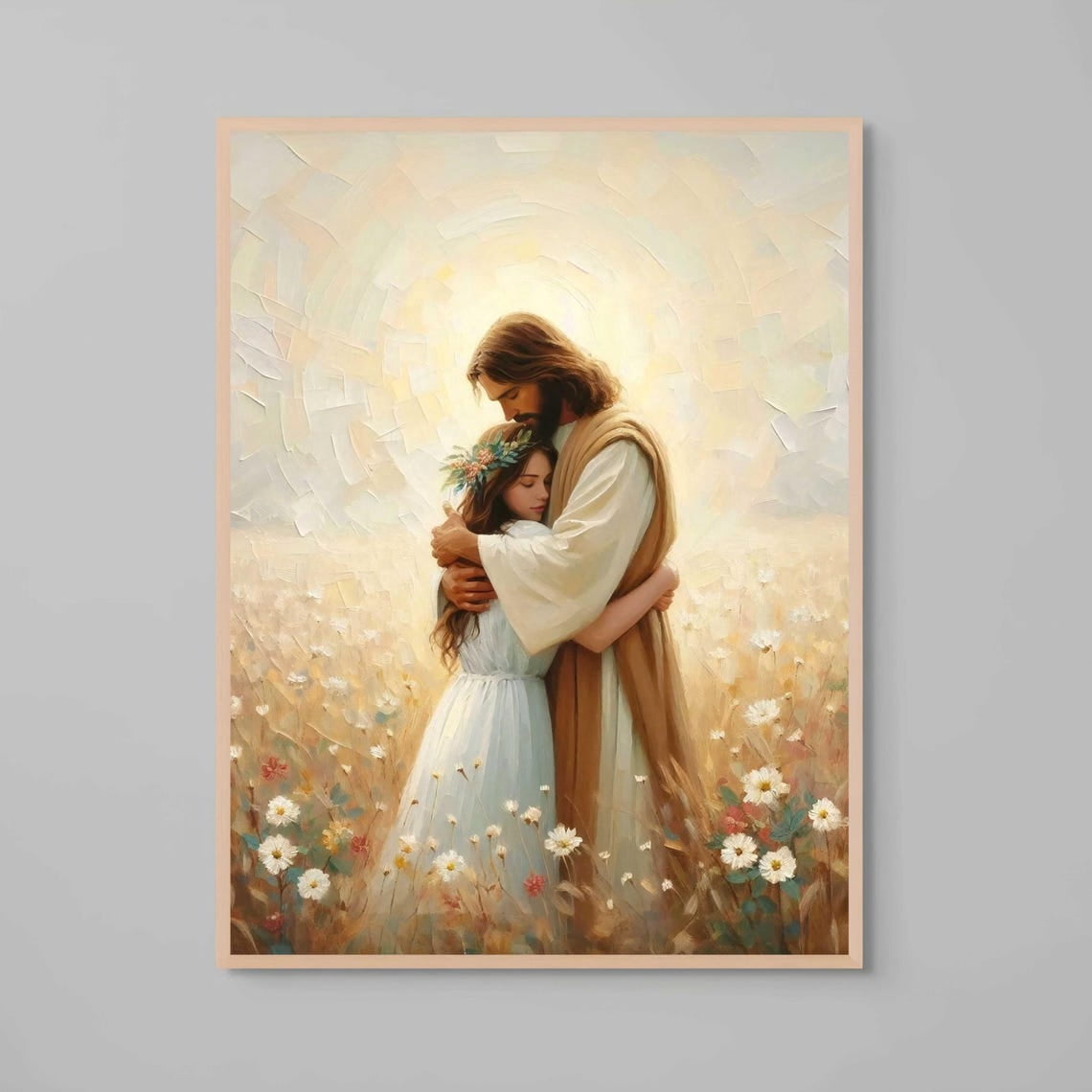 Feel His Love Modern Christian Art Jesus Hugging Girl Bible Print ...