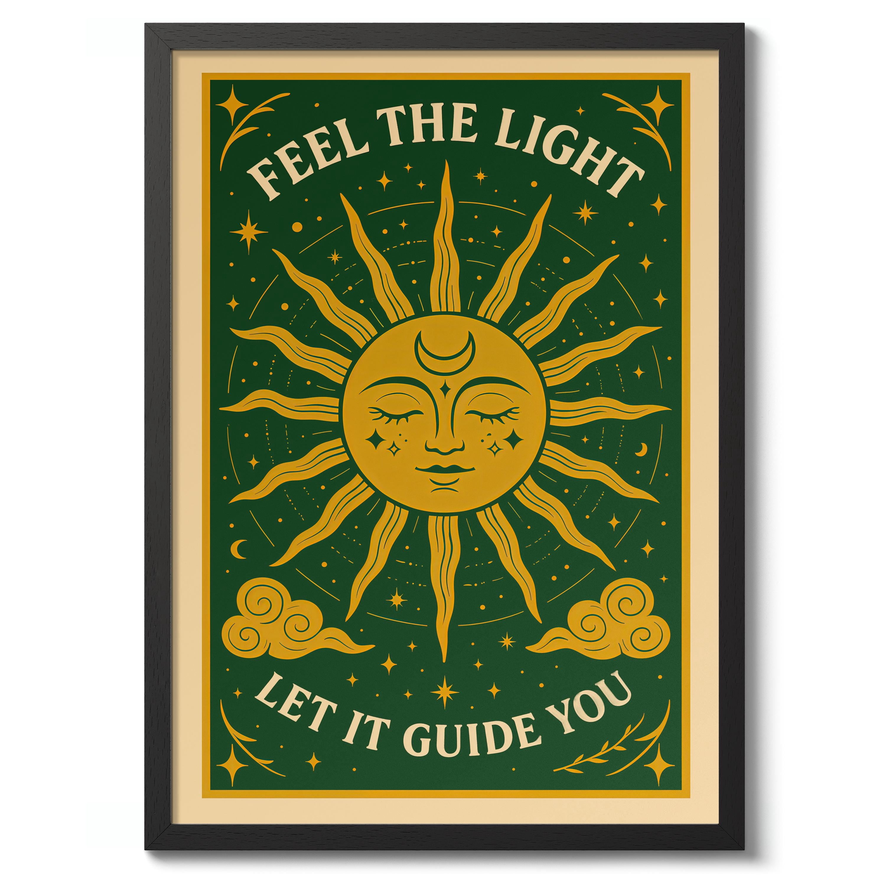 Feel The Light Green Poster Spiritual Astrology Print Wall Art Decor ...
