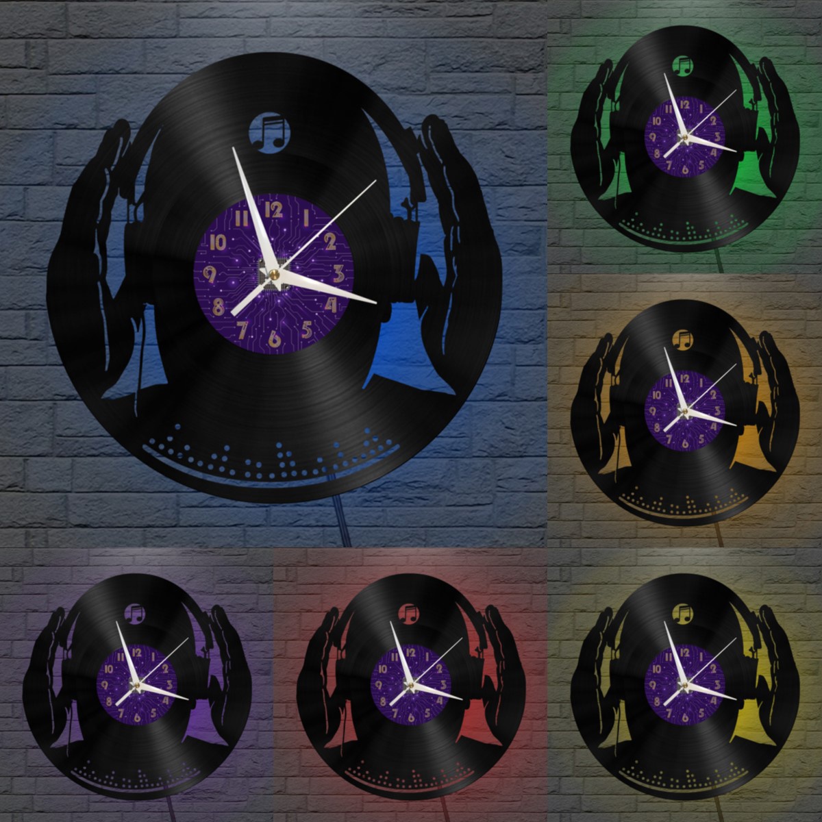 Feel The Music Vinyl Wall Clock, Vinyl Record Clock Wall Art Silent ...