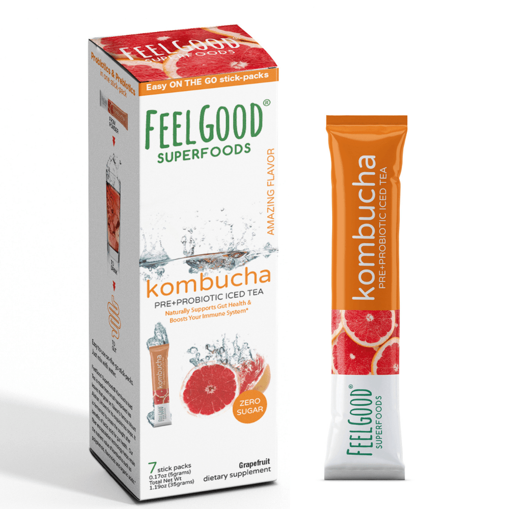 FeelGood Superfoods Kombucha Iced Tea Packets, Delicious Grapefruit ...