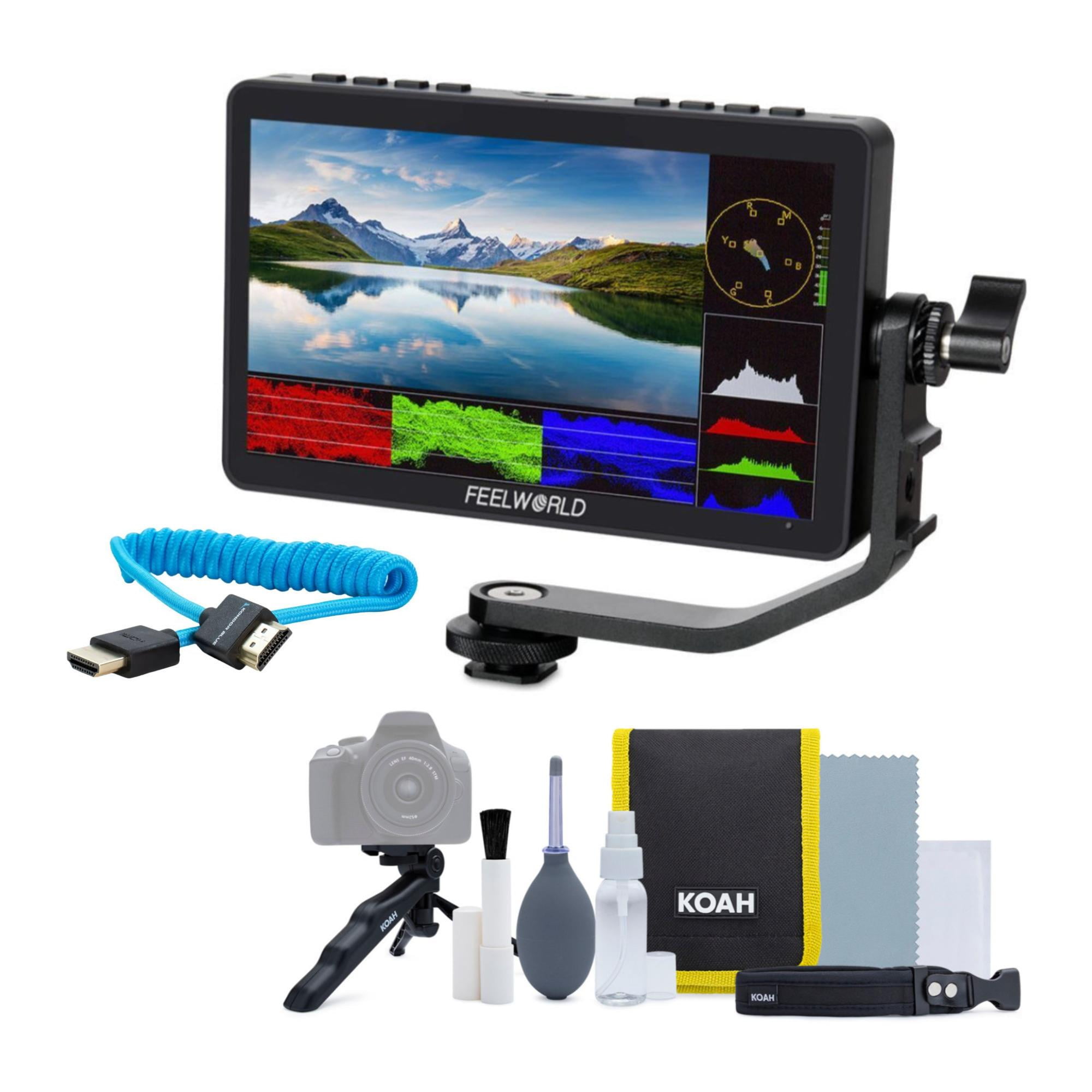 FeelWorld F5 Pro V4 6-Inch On-Camera Monitor and Tilt Arm with Cleaning ...