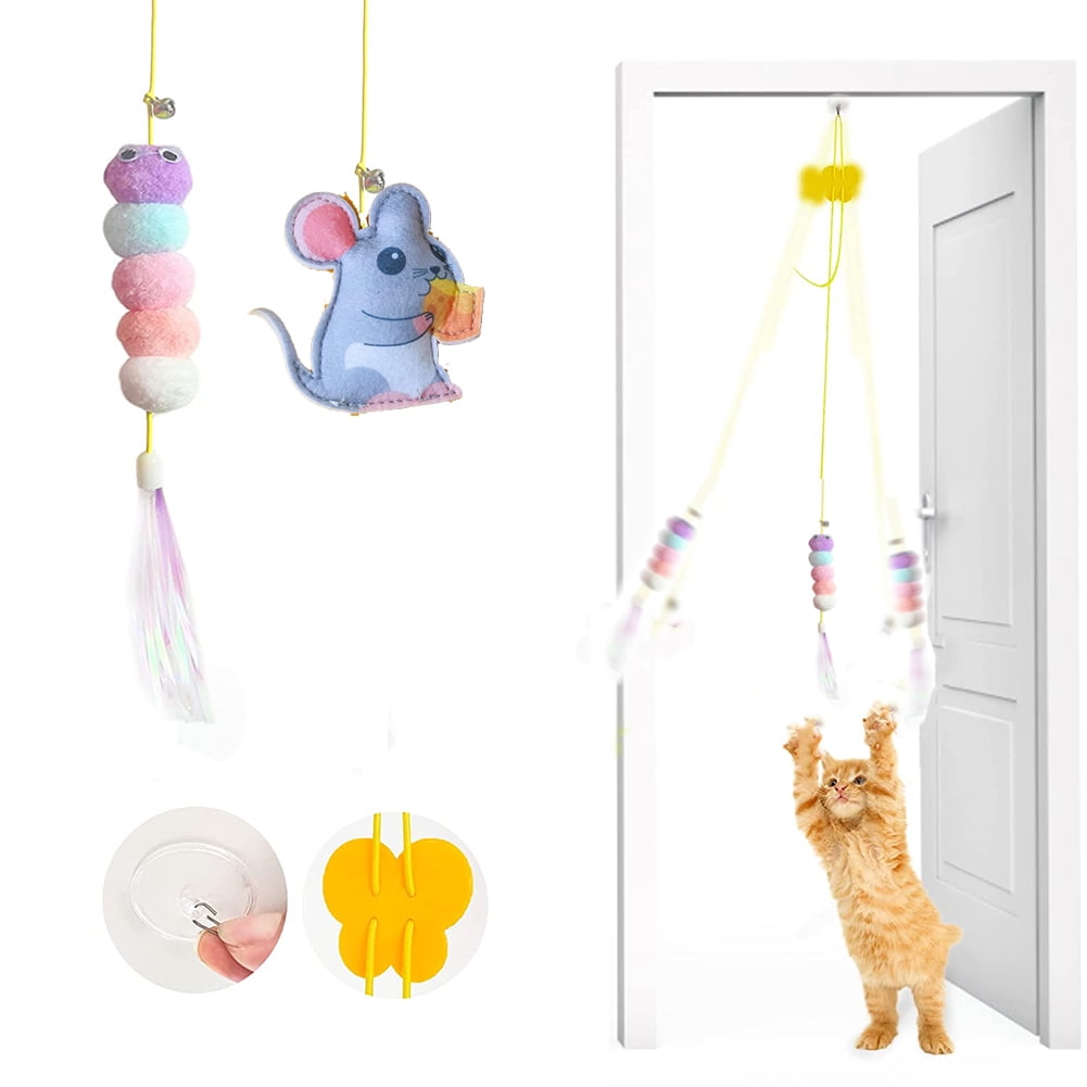 Feelers Cat Feather Toys, Interactive Hanging cat toy for Indoor Cats ...