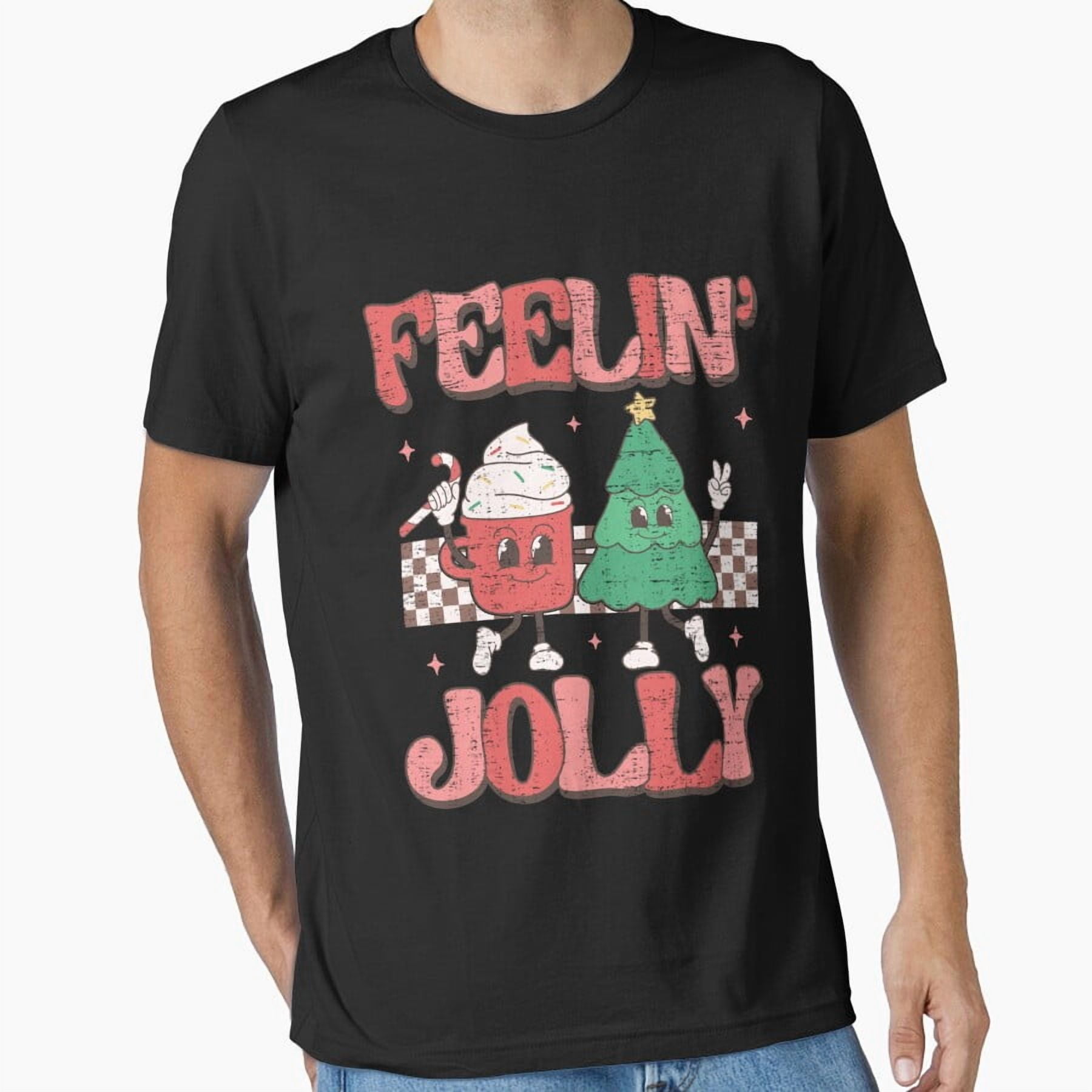 Feelin' Jolly Retro Christmas Essential Funny Holiday Tee Unisex T ...