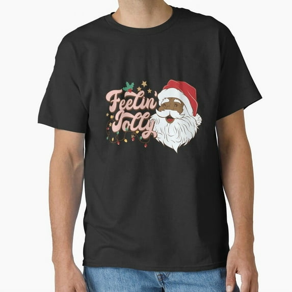 Feelin' Jolly Retro Vintage Black St. Nick 70s Groovy Funny Christmas ...