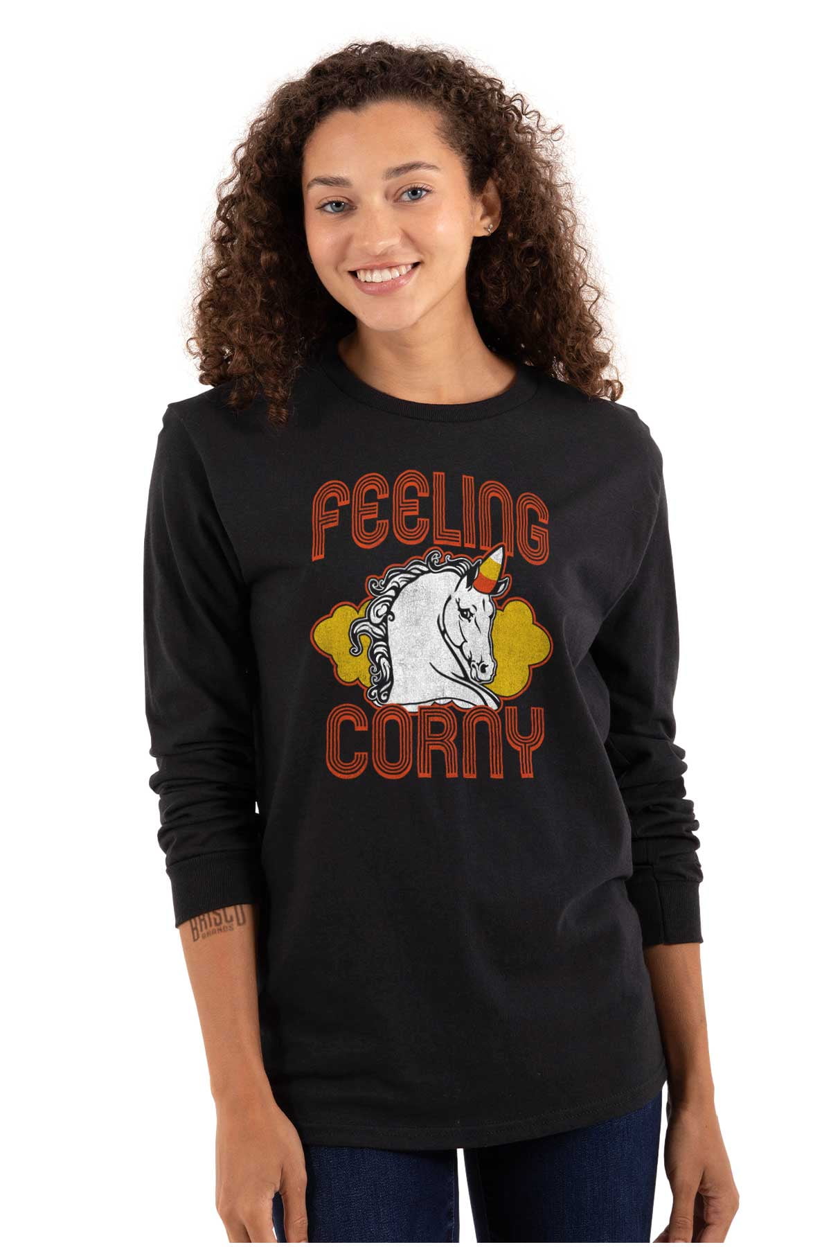Feeling Corny Candy Corn Unicorn Women Plus Size Long Sleeve Tee Brisco ...