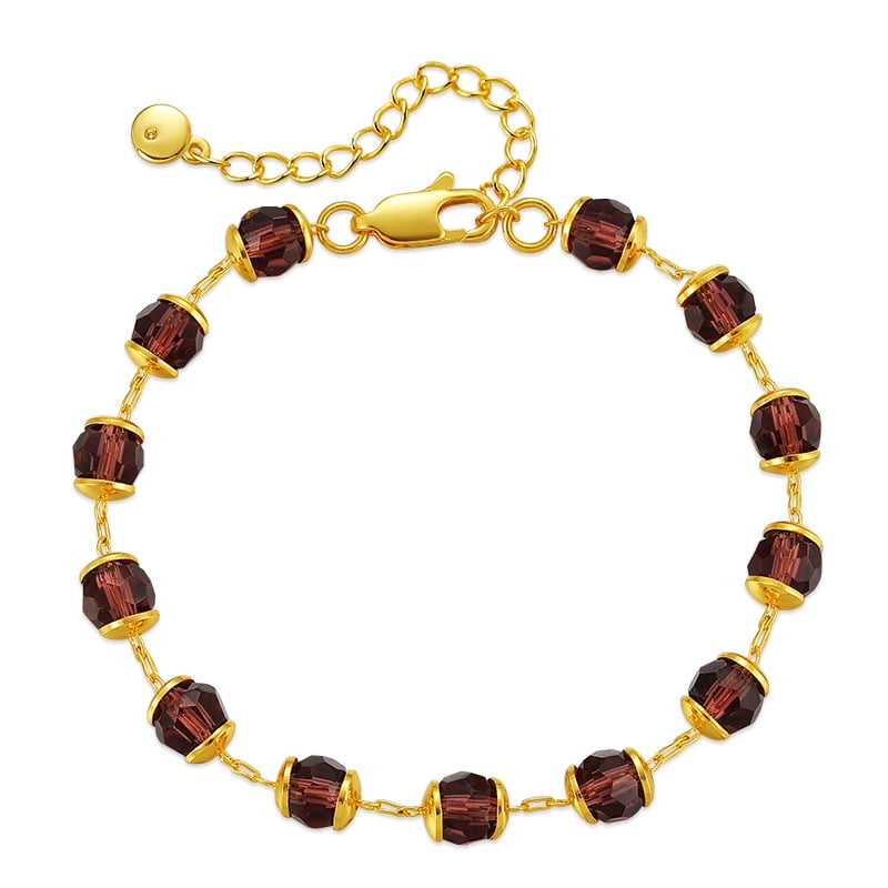 Feeling Facet Crystal Glass Diamond Gold-Plated Chain Bracelet Exotic ...