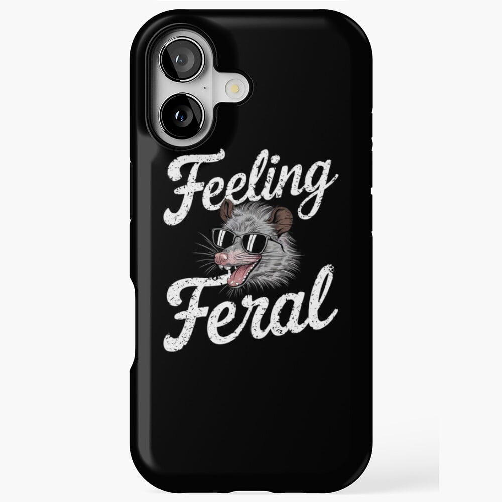 Feeling Feral Funny Opossum Cartoon Artwork iPhone 17 16 15 14 13 12 11 ...