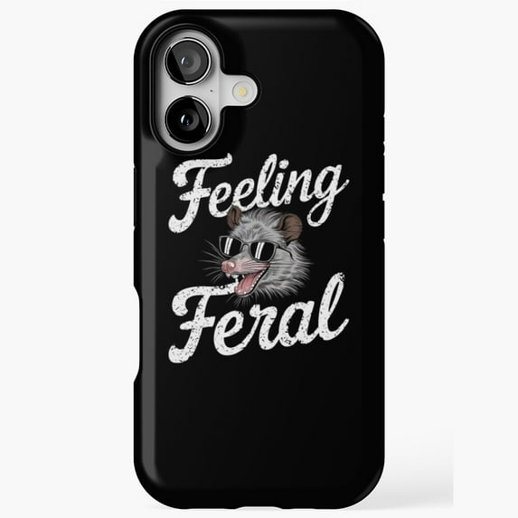 Feeling Feral Funny Opossum Cartoon Artwork iPhone 17 16 15 14 13 12 11 ...