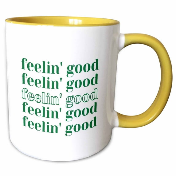 3drose, Feeling Good Aesthetic Encouraging Quote, 15oz Two-tone Yellow ...