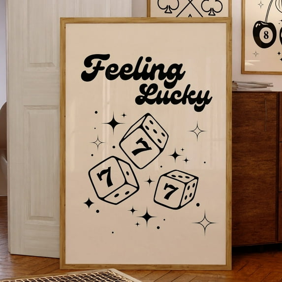 Feeling Lucky 777 Poster, Print Pink Wall Art, Wall Art, Lucky Wall Art ...