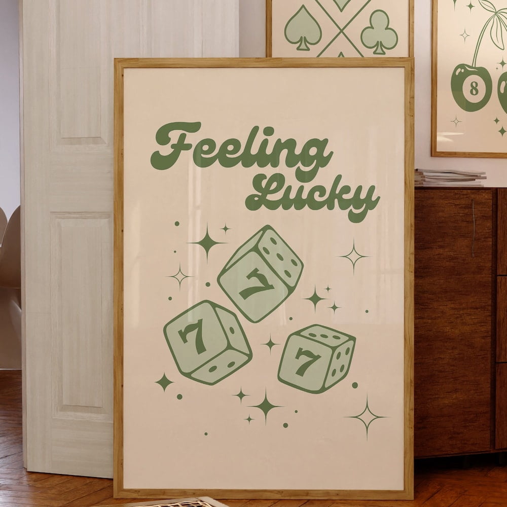 Feeling Lucky 777 Poster, Printable Pink Wall Art, Downloadable Wall ...