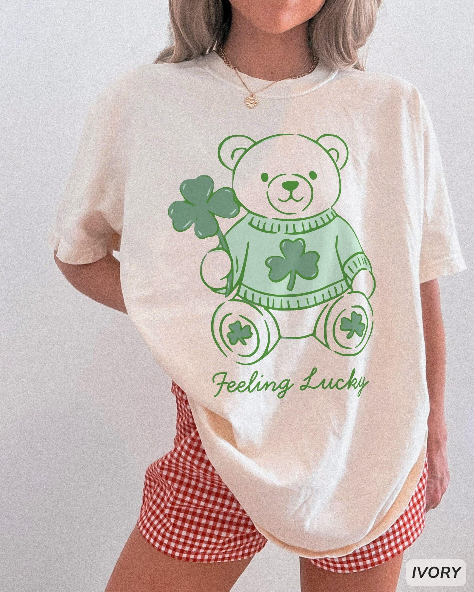 Feeling Lucky Bear Shirt – Cute St. Patrick’s Day Teddy Bear Graphic ...
