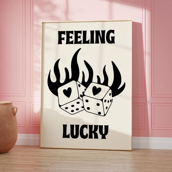 Feeling Lucky Dice Trendy Wall Art, Unframed Paper Print Size 12x18 ...