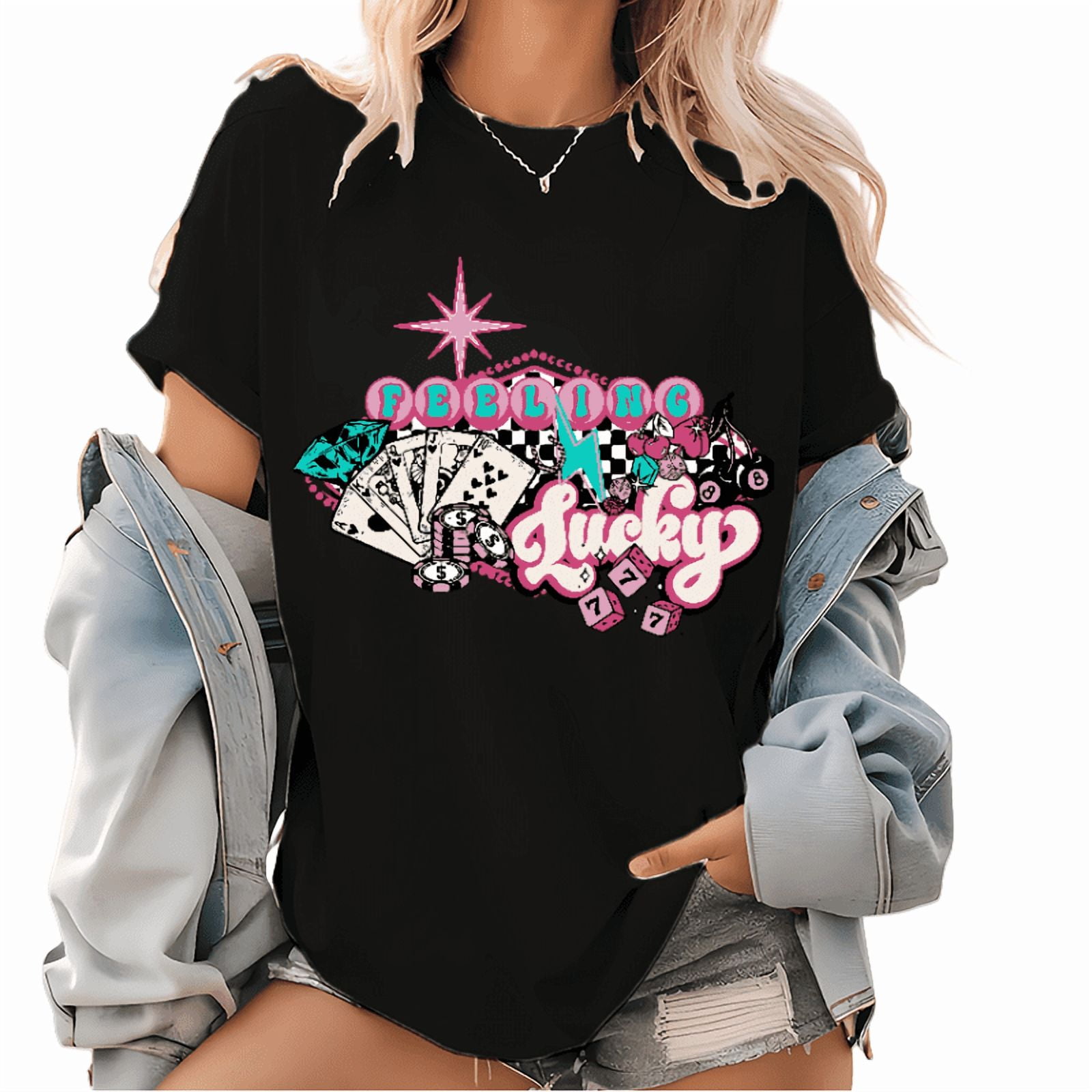 Feeling Lucky Turquoise Checkered & Concho Print T Shirts Pink Cowgirl ...