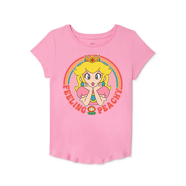 Feeling Peachy Princess Peach GirlsGraphic T-Shirt Size 6-7 - Walmart.com