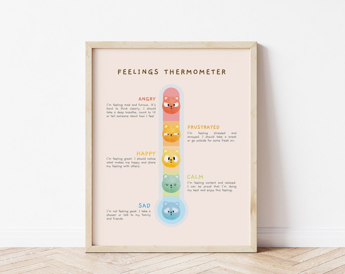 Feeling Thermometer Educational Poster, Pastel Watercolor Montessori ...