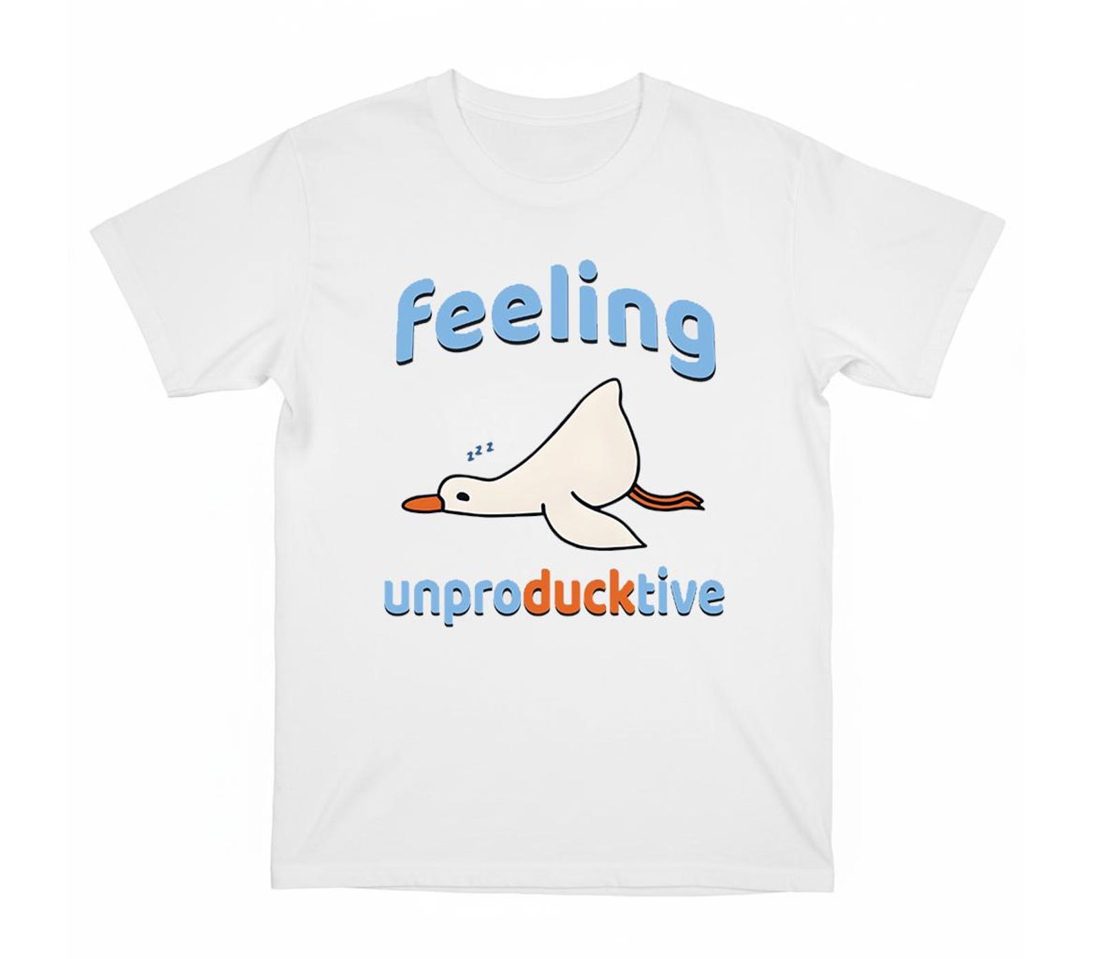 Feeling Unproductducktive Tee, Cute Lazy Duck Illustration, Relaxed ...