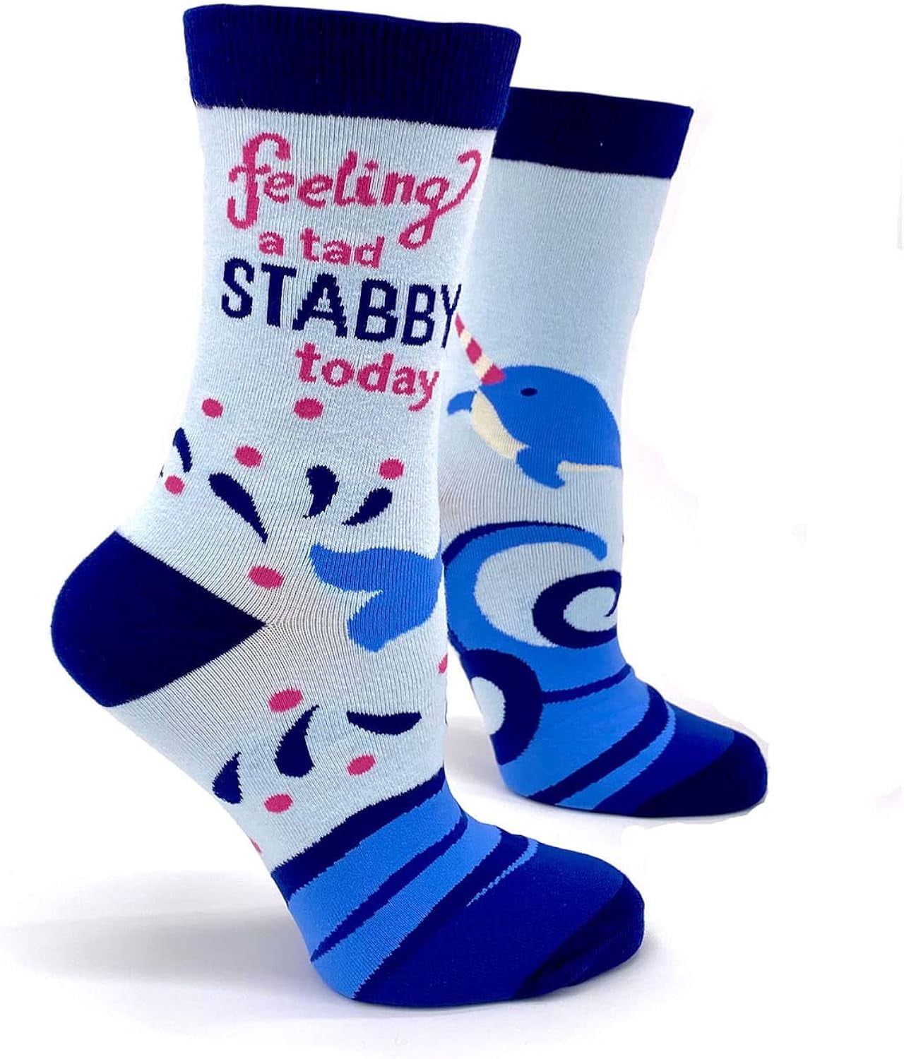 Feeling a Tad Stabby Today Funny Narwhal Novelty Crew Socks for Women ...