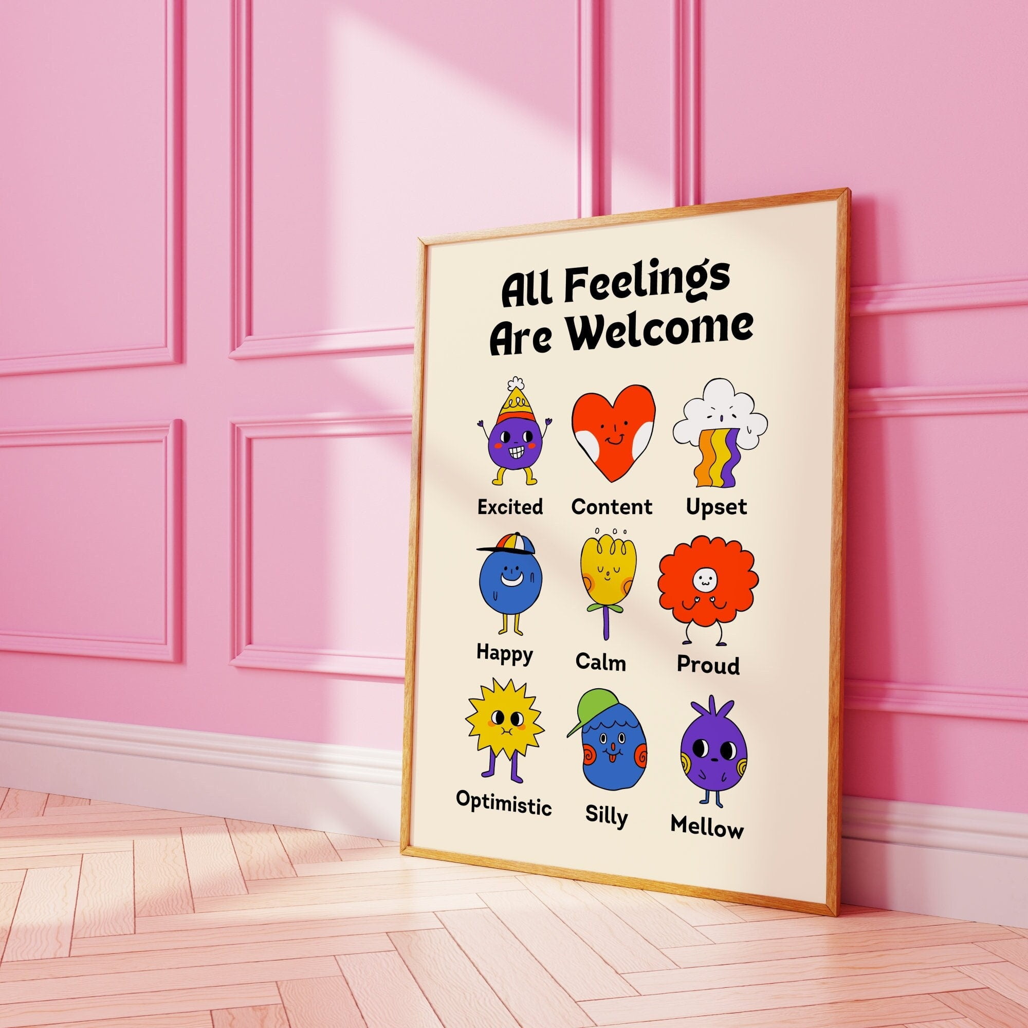 Feelings Art Print • Colorful Emotions Characters For Classroom ...