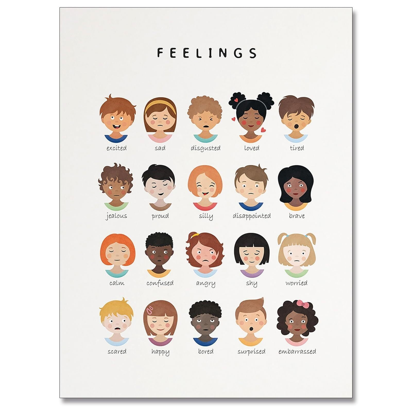 Feelings Chart And Emotions Poster For kids Mental Health Awareness ...