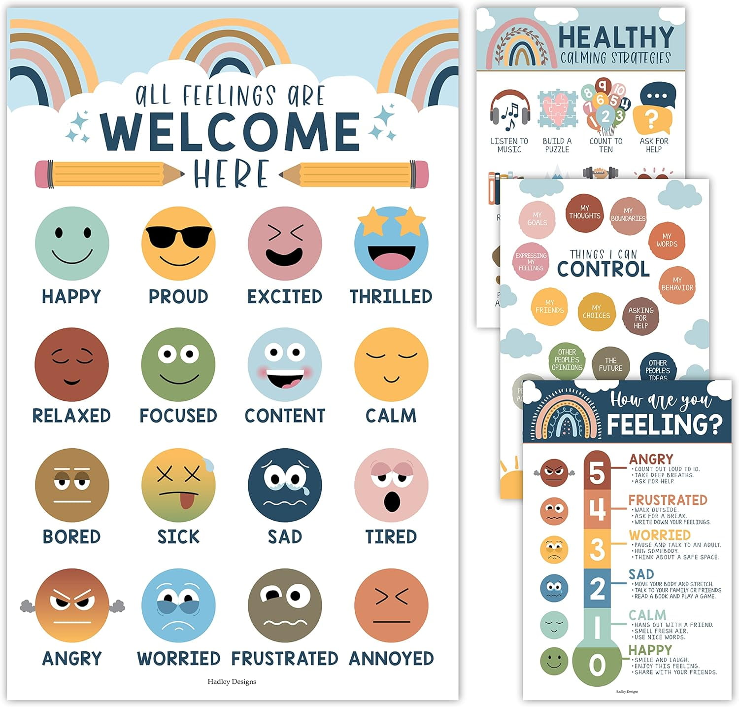 Feelings Chart For Kids Ages 4-8 - Emotions Chart For Toddlers 3-5 ...