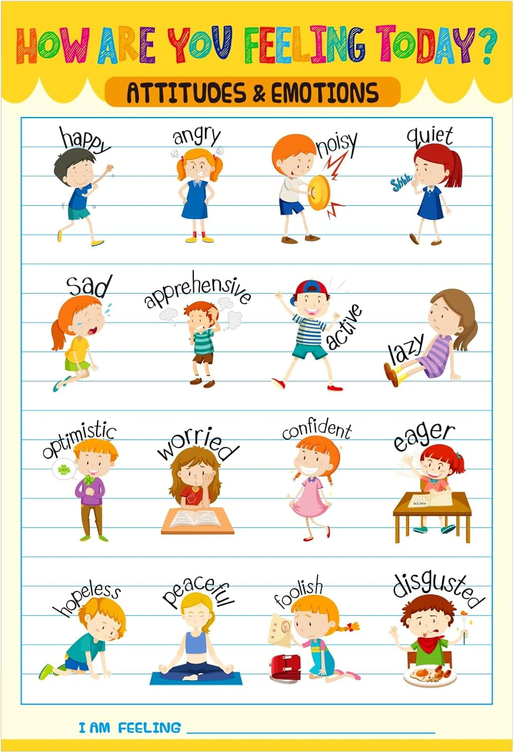 Feelings Chart for Kids Toddlers - How are You Feeling Emotions Chart ...