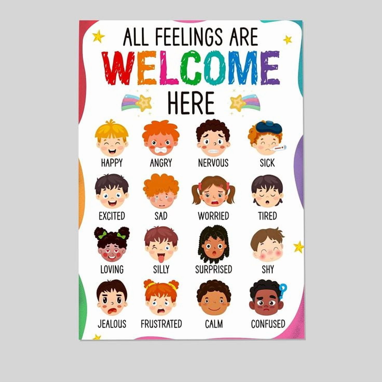 Feelings Chart Poster for Kids Toddlers - Emotions Learning Educational ...