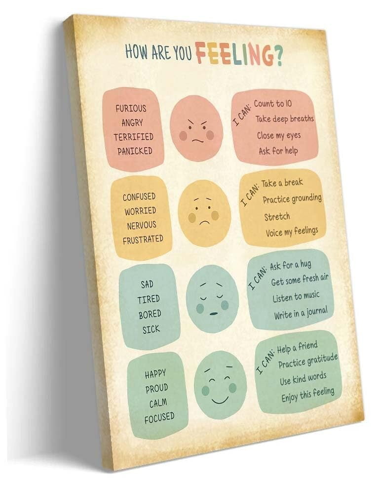Feelings Chart and Emotional Regulation Mental Health Posters How Are ...
