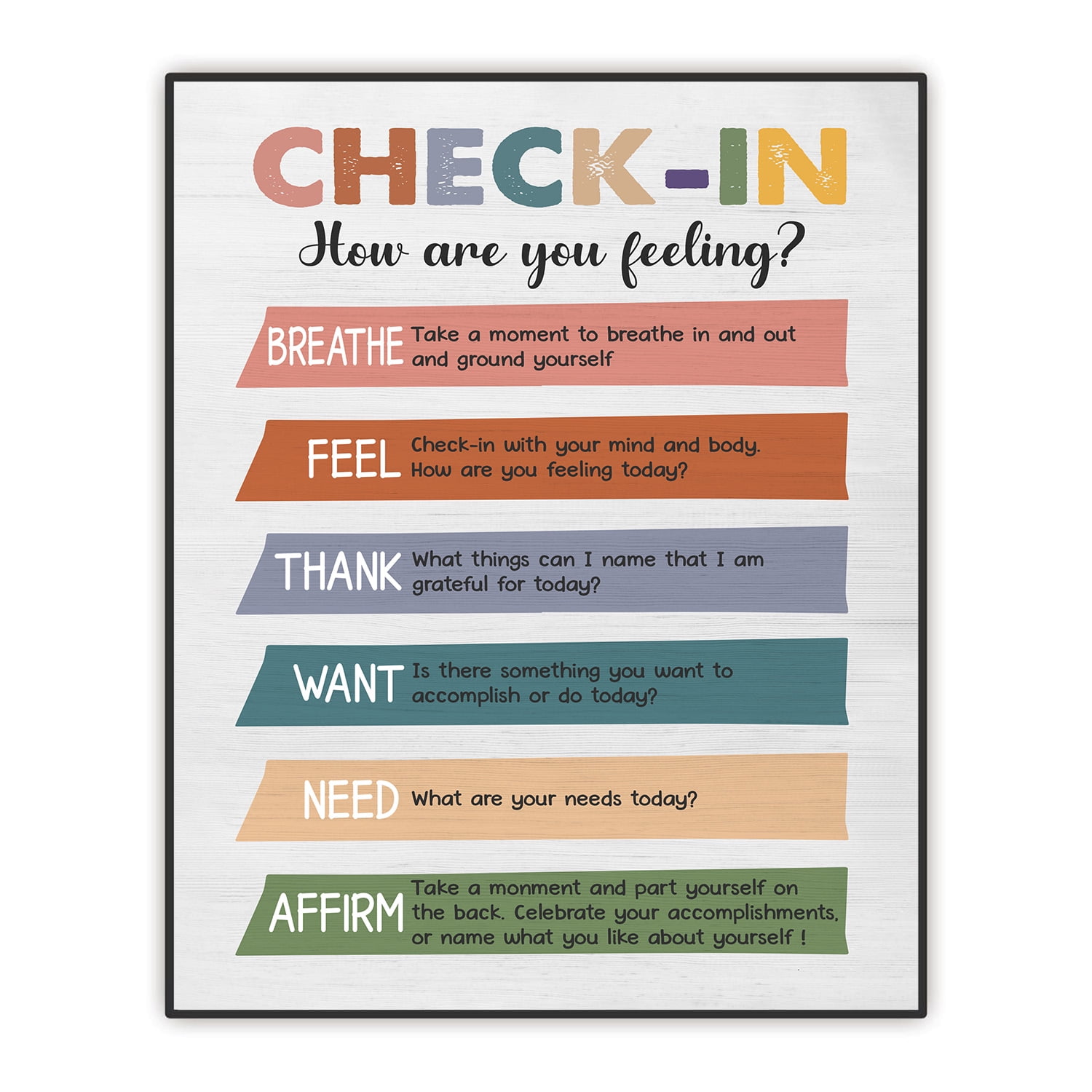 Feelings Check in Poster, Mental Health Print, Daily Reminder Poster ...