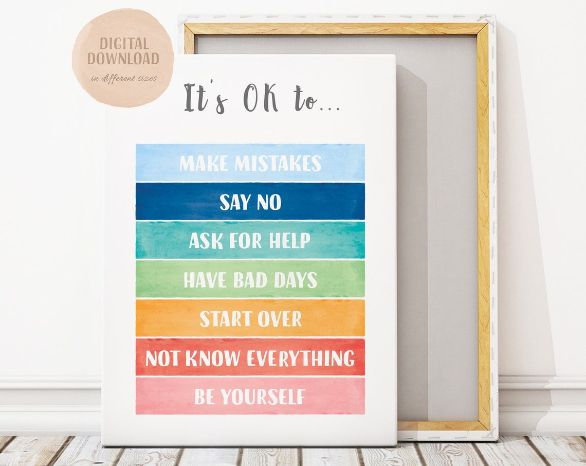 Feelings Poster, It'S Ok To Make Mistakes Poster, Montessori Wall Art ...