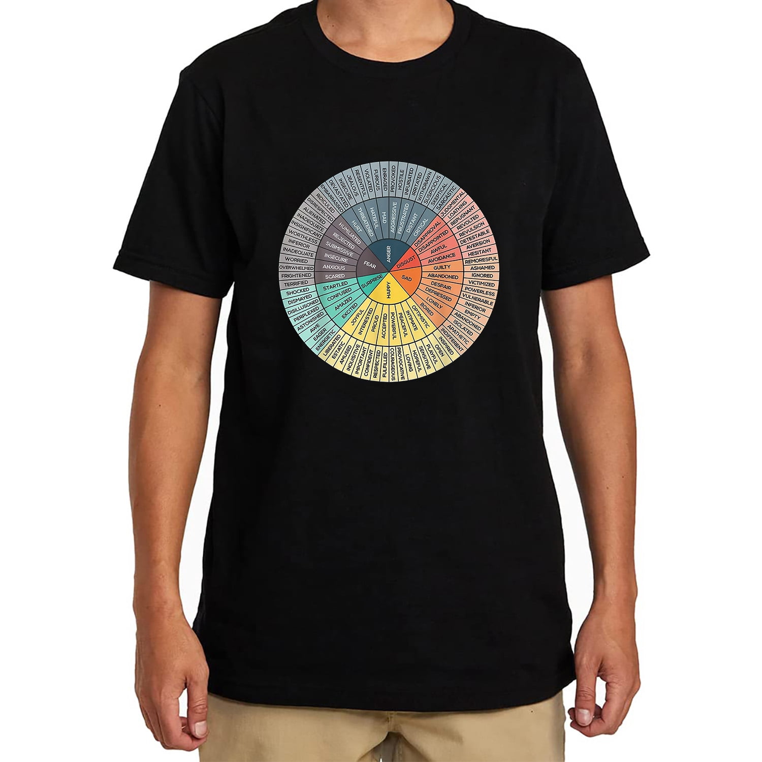 Feelings Wheel Emotion Chart Mental Health Therapy Chart T Shirt Tee ...