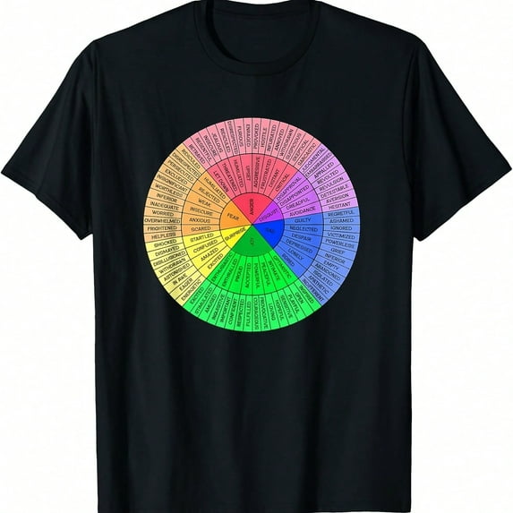 Feelings Wheel Emotion Chart tal Health Therapy Chart T-Shirt.JPG ...