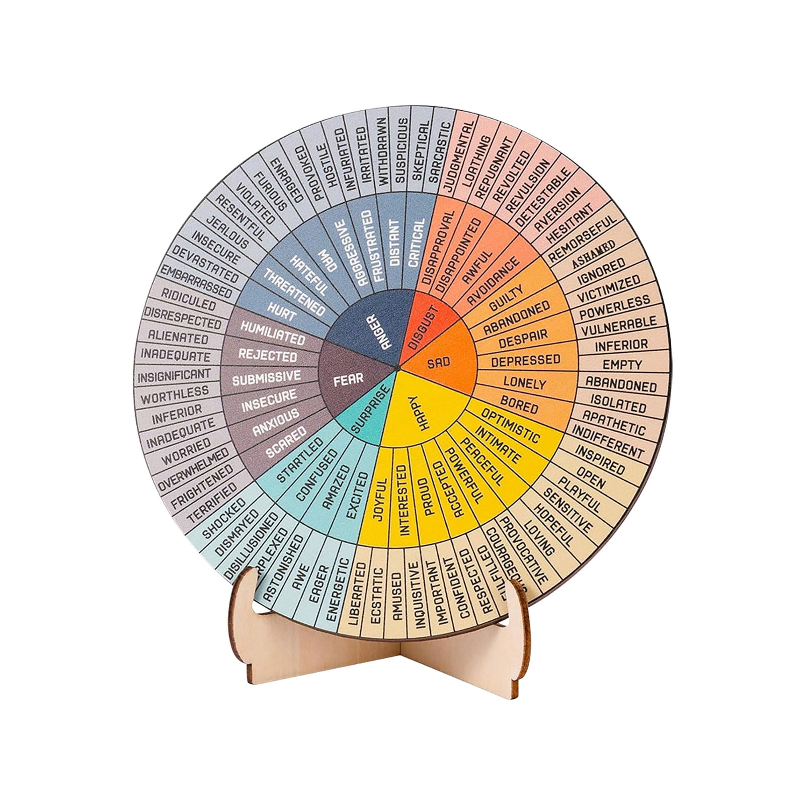 Feelings Wheel Therapy Desk Decor, Emotions Wheel Emotions Chart Wooden ...