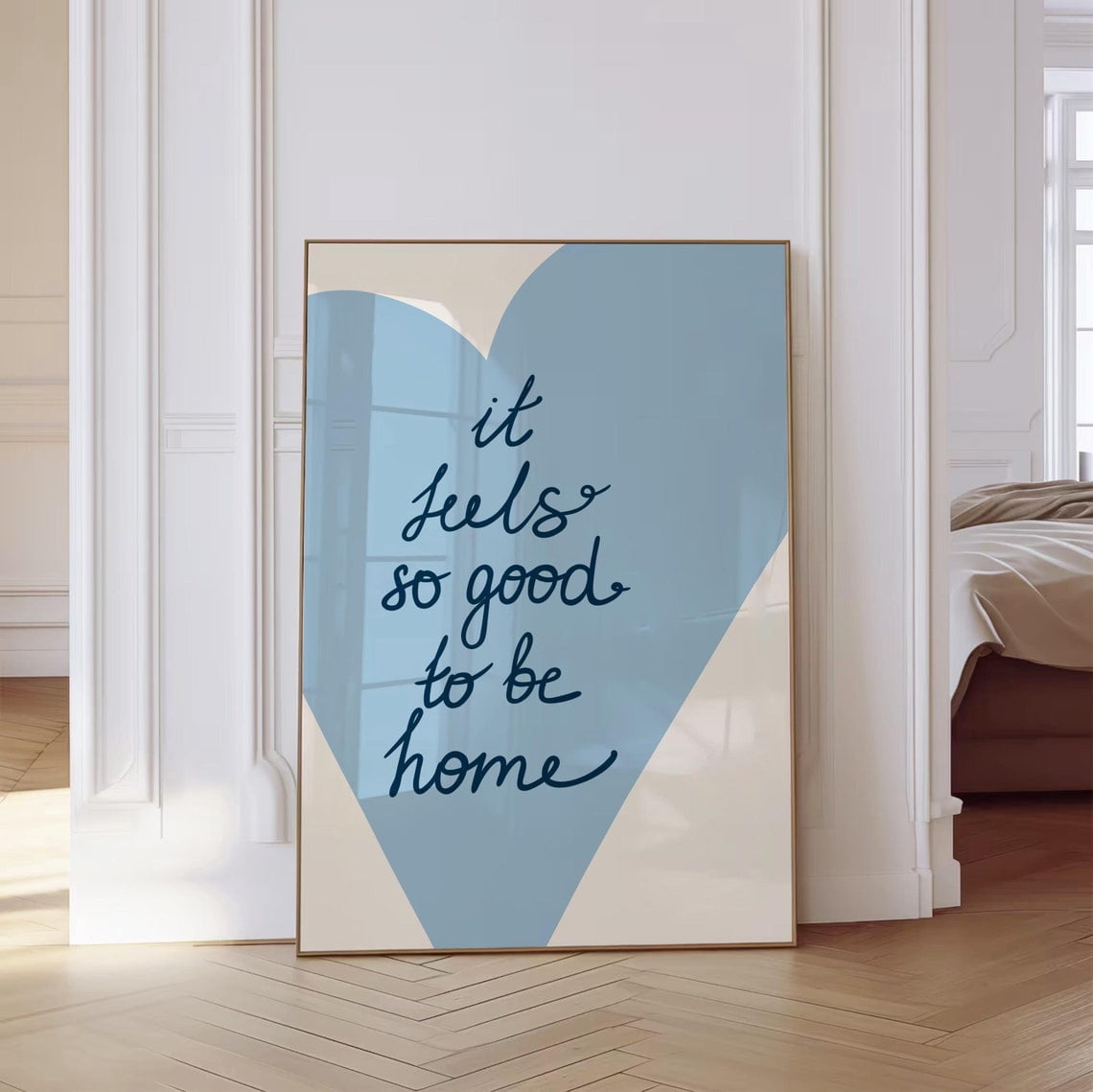 It Feels So Good To Be Home Wall Art Print Light Blue Uplifting Quote ...