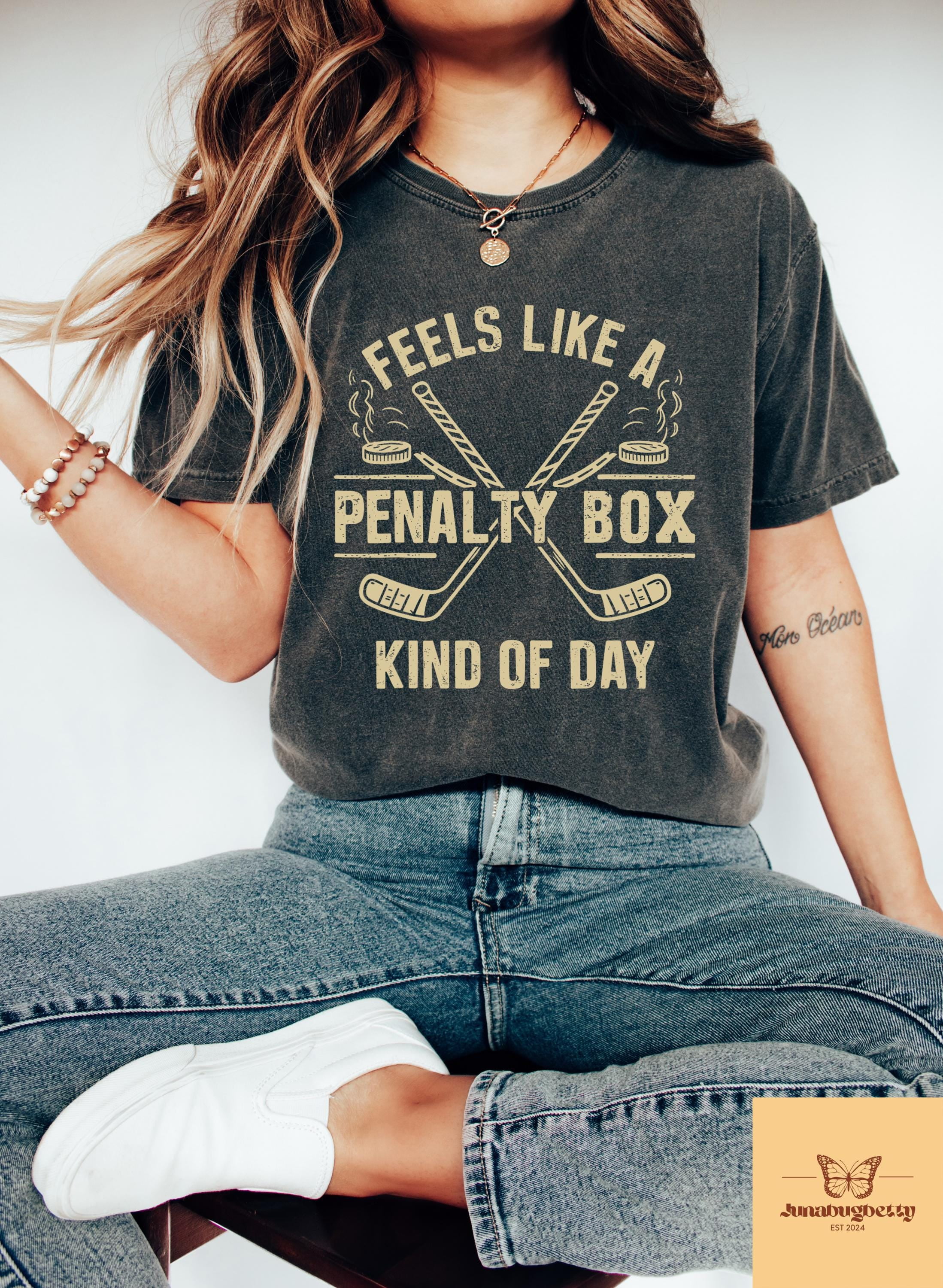 Feels Like A Pen@lty Box Kind Of Day T-Shirt, Funny Hockey Shirt, Ice ...
