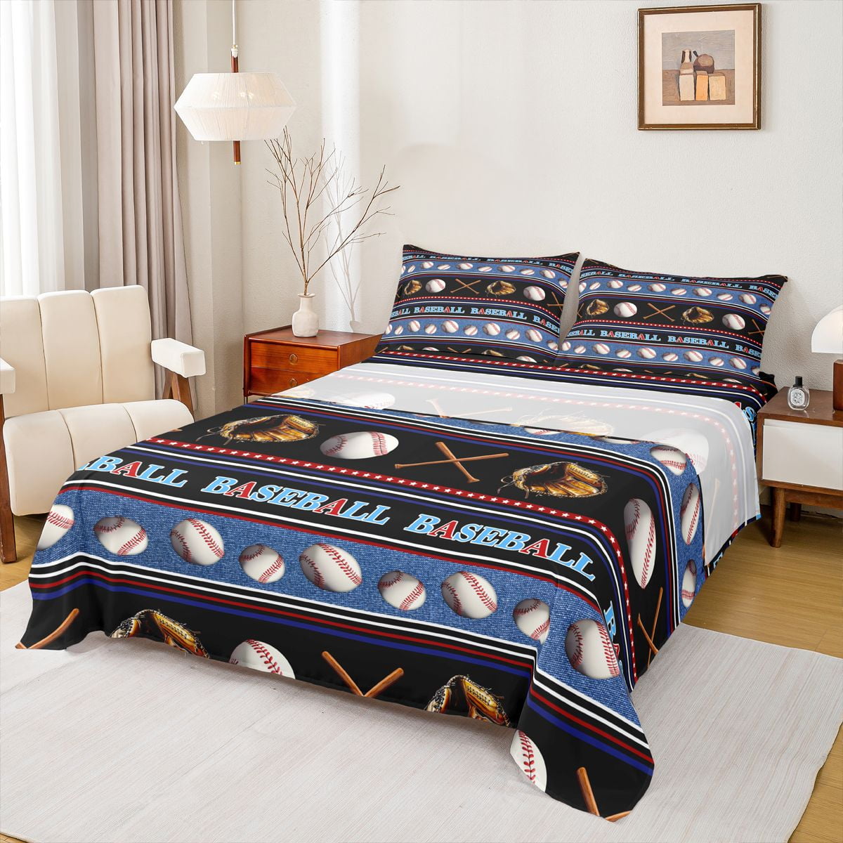 Feelyou 3D Baseball Printed Bed Sheets for Kids, Video Ball Game King ...