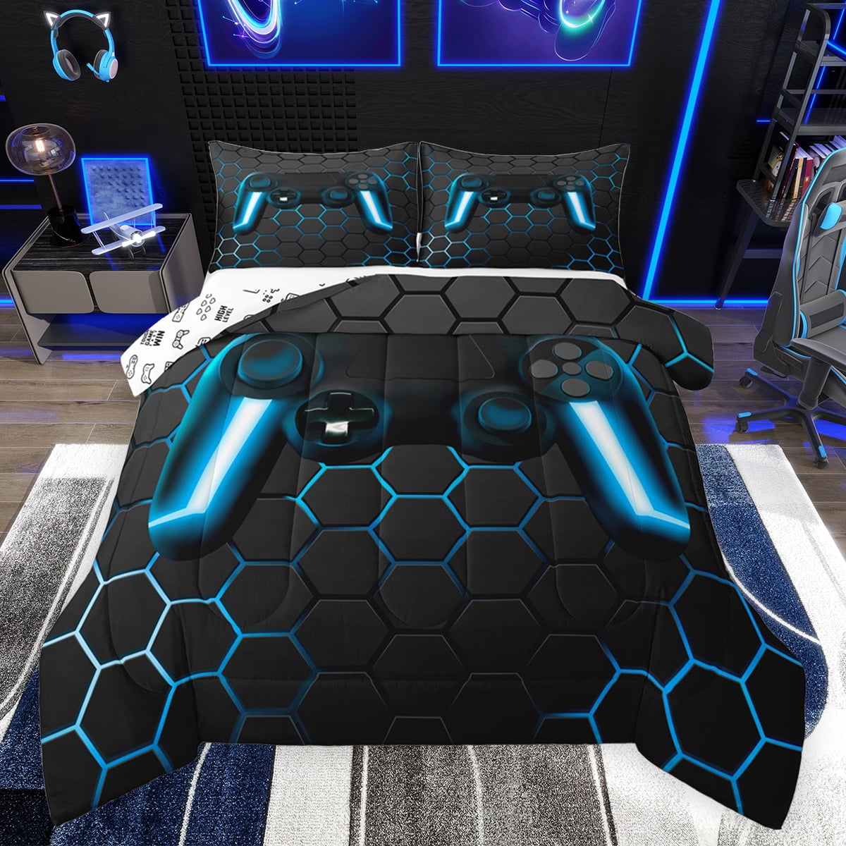 Feelyou 3D Blue Gamepad Queen Comforter Set for Boy, Video Games ...