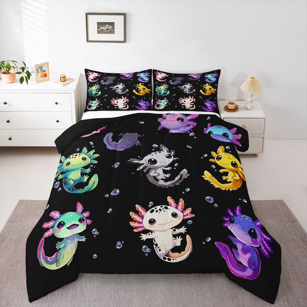 Feelyou 3D Colorful Axolotl Full Size Comforter Sets, Magic Marine ...