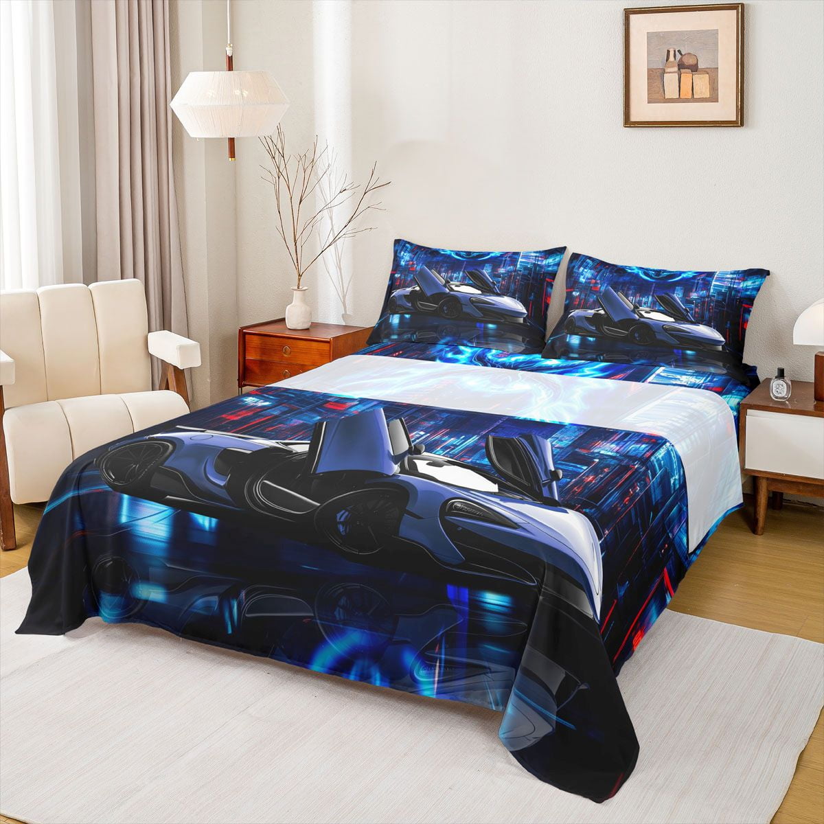 Feelyou 3D Cool Automobile Bed Sheets, Speed Racing Car King Sheets ...