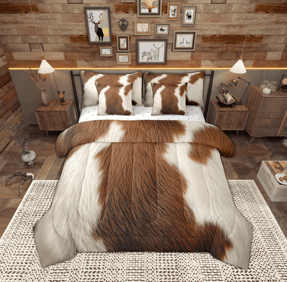 Feelyou 3D Cow Print Bedding Comforter Set 7 Pieces for Adult, Modern ...