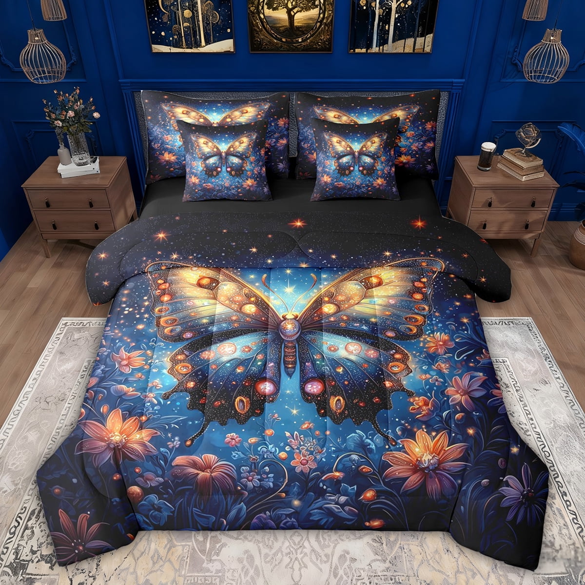 Feelyou 3D Dreamy Butterfly Bedding Comforter Set 7 Pieces for Women ...