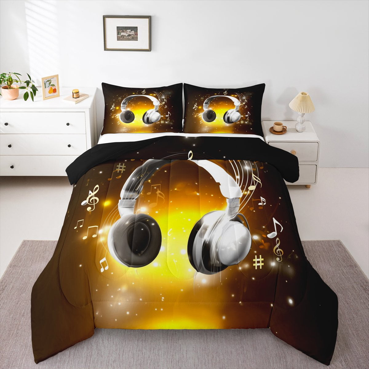 Feelyou 3D Headphones Child Bedding Comforter Set, Melody Musical Note ...