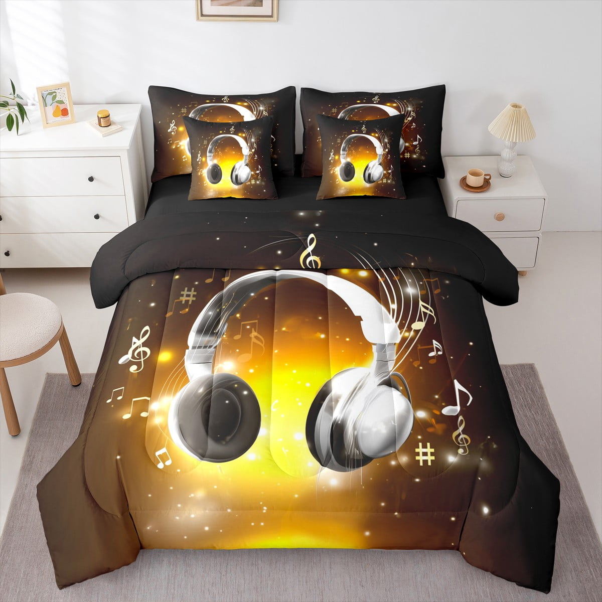 Feelyou 3D Headphones Child Twin Bedding Sets 7-Piece, Melody Musical ...