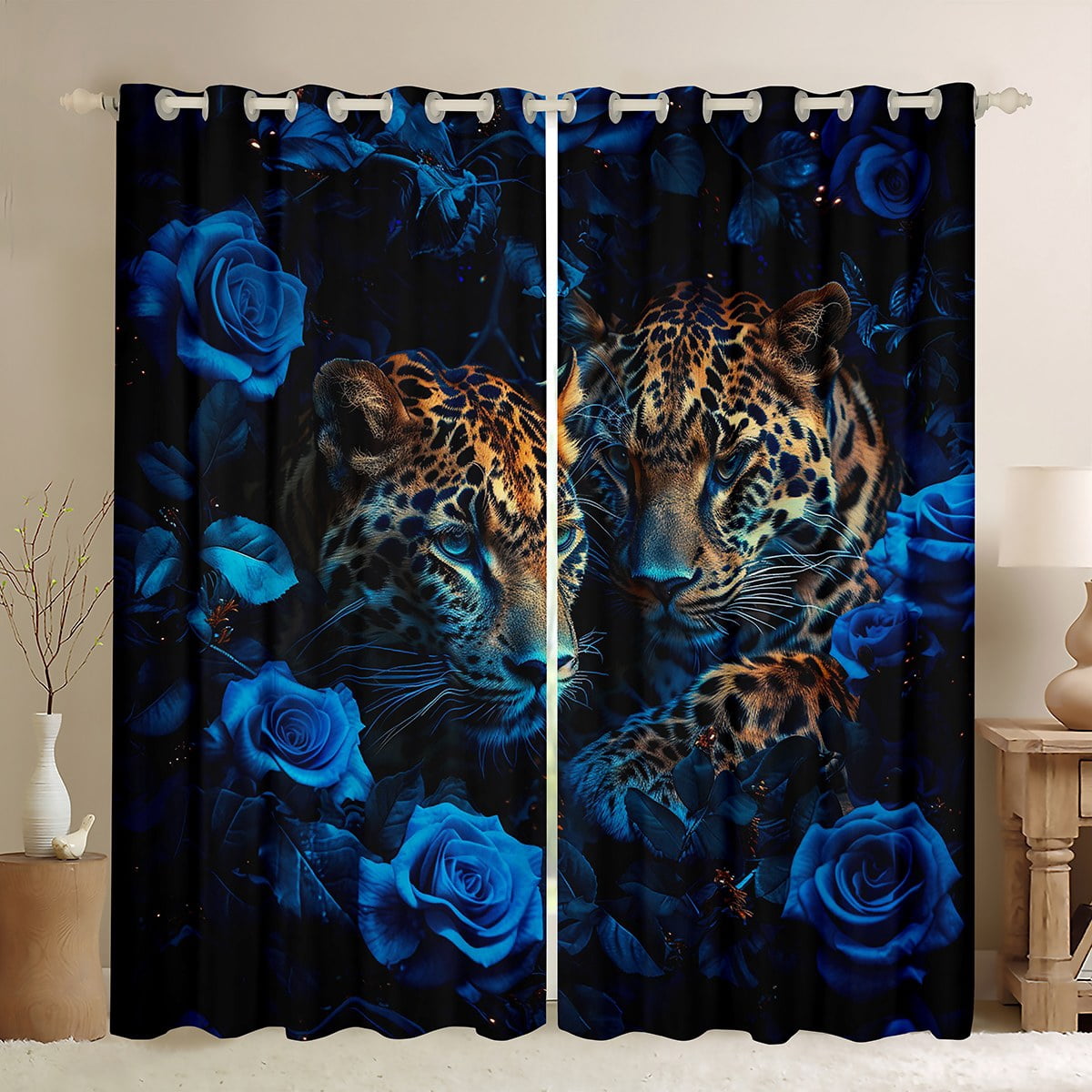 Feelyou 3D Leopard Cheetah Blackout Curtains Set of 2 (52x84 Each) for ...